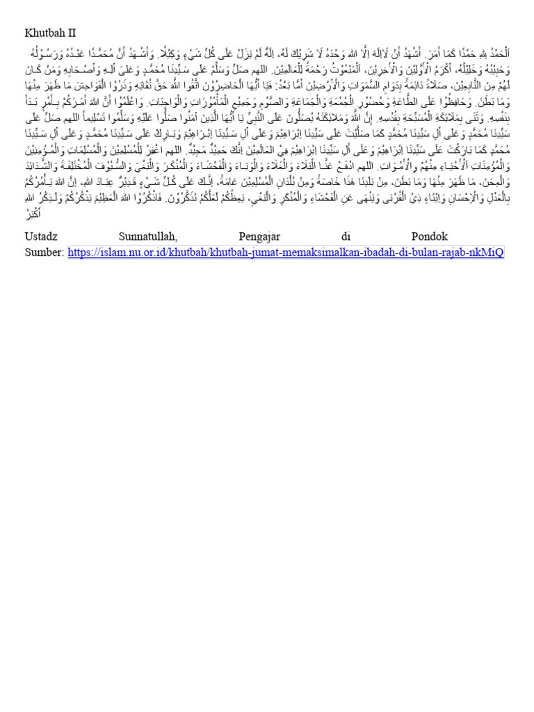 Khutbah II | PDF | Language Arts & Discipline | Foreign Language Studies