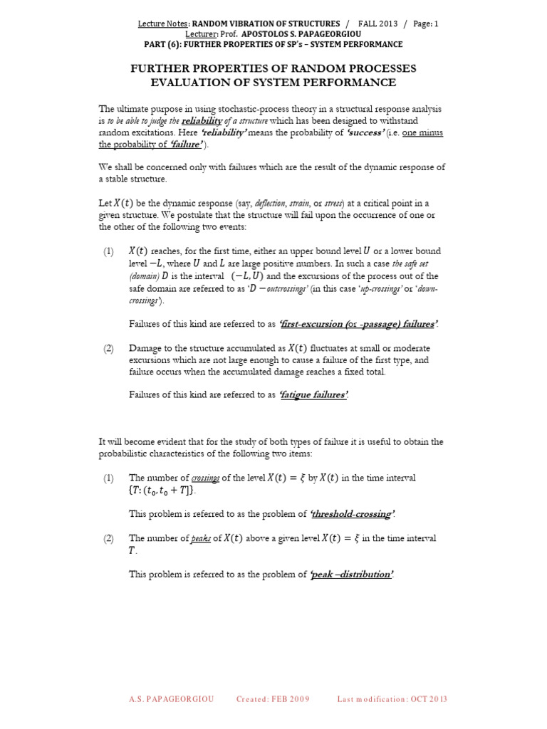 6_Further Properties of SPs_System Performance | PDF | Probability Distribution | Stationary Process