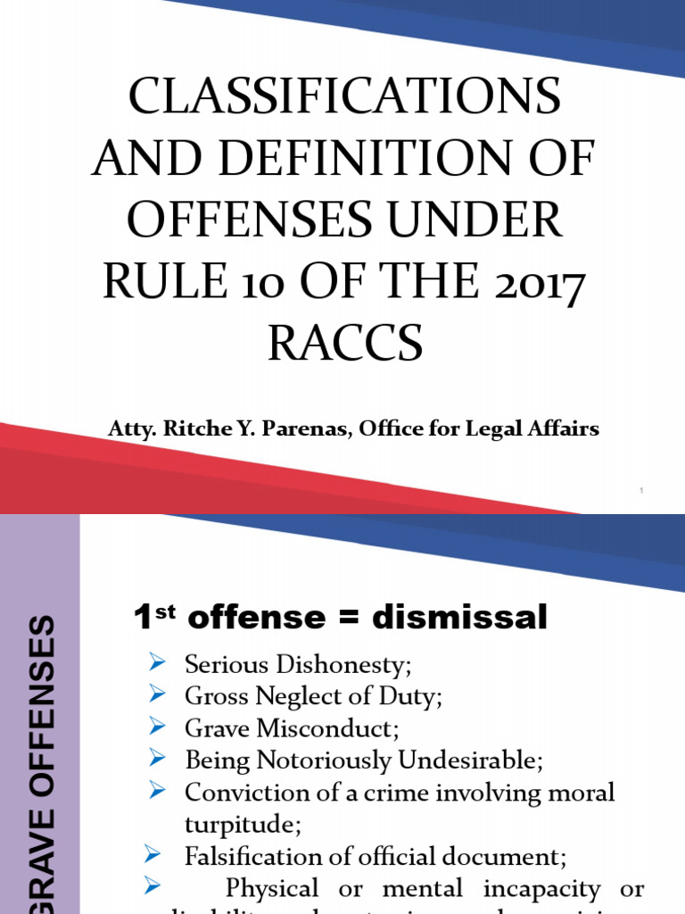 Classifications and Definition of Offenses Under The 2017 RACCS | PDF ...