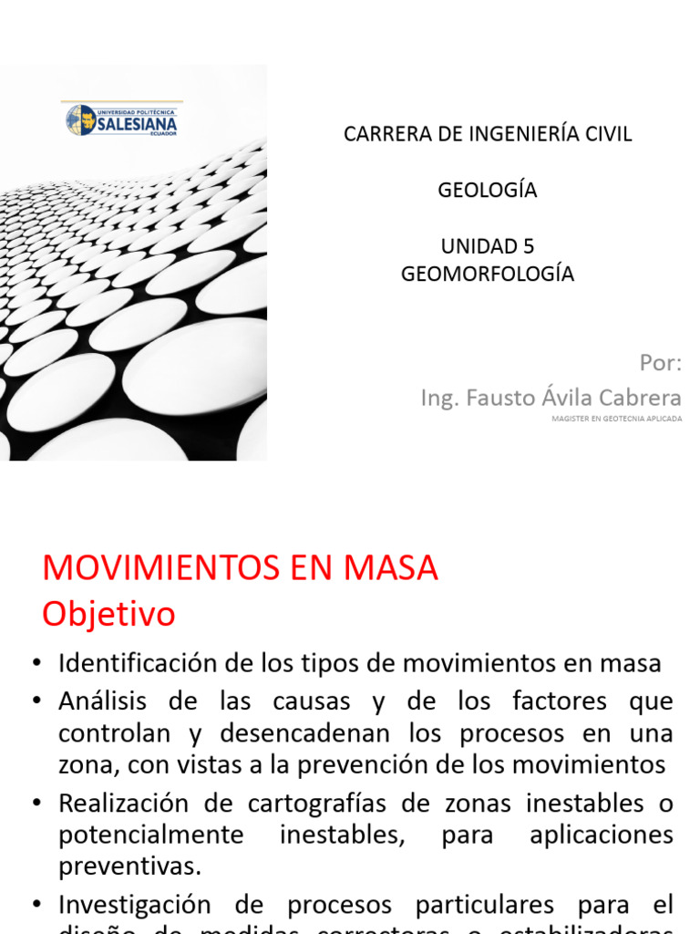 Diapositivas Unidad 5 - Movimientos en Masa | PDF | Roca (geología) | Permeabilidad (Ciencias de ...