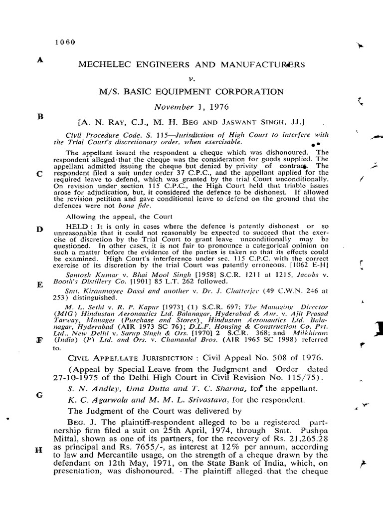 Mechelec Eng. v. Basic Equipment Case | PDF | Constitutional Law | Lawsuit