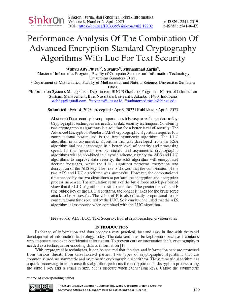AES and LUC Hybrid Cryptography Analysis | PDF