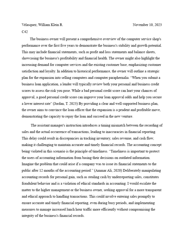 Accounting Reflection Paper | PDF