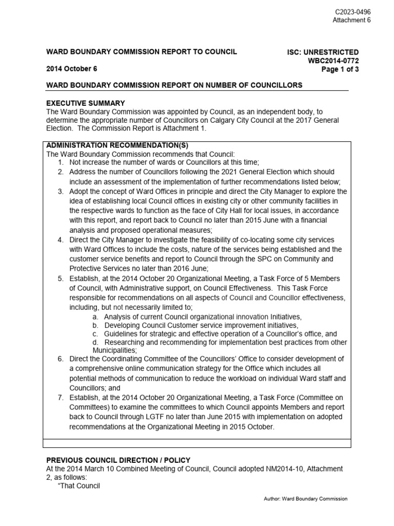 2014 Ward Boundary Report On The Number of Councillors | PDF | Social ...