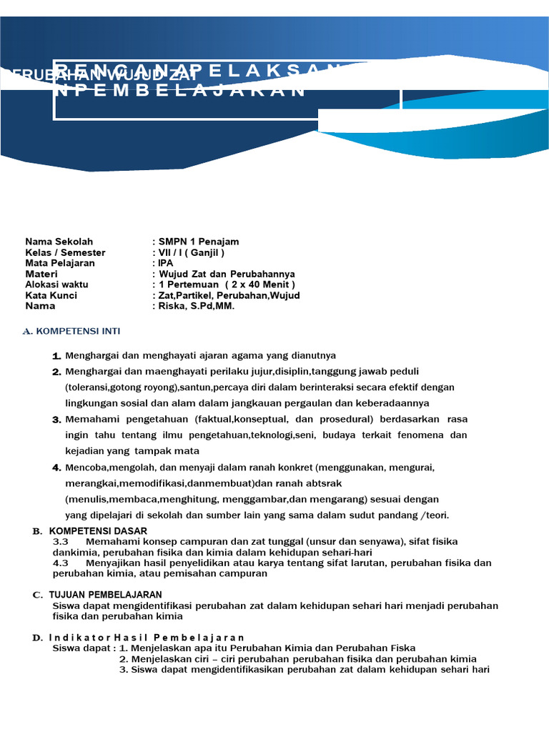 Modul Ajar Perubahan Wujud Zat | PDF