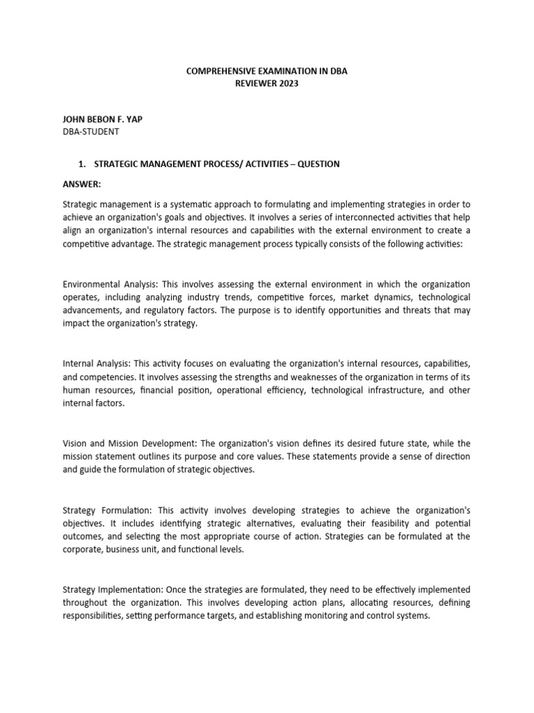 Comprehensive Examination in DBA | PDF