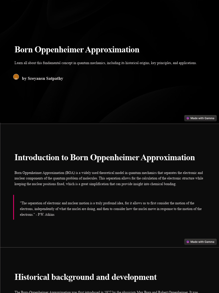 Understanding the Born-Oppenheimer Approximation | PDF | Computational ...