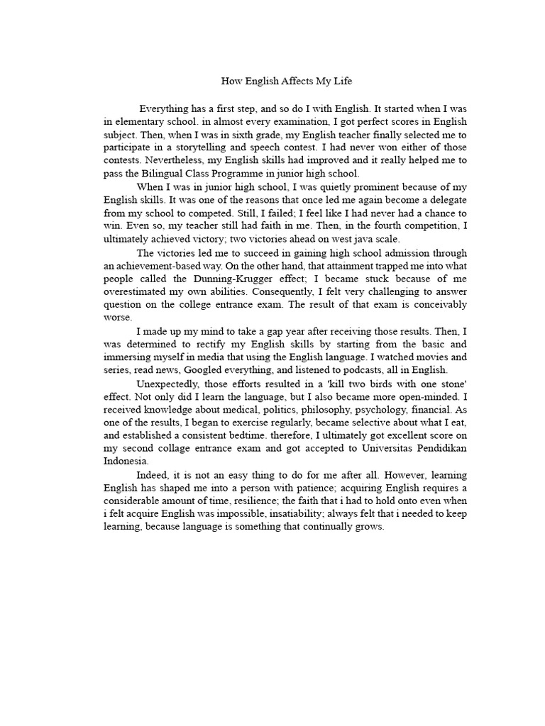 How English Affects My Life | PDF | University And College Admission ...