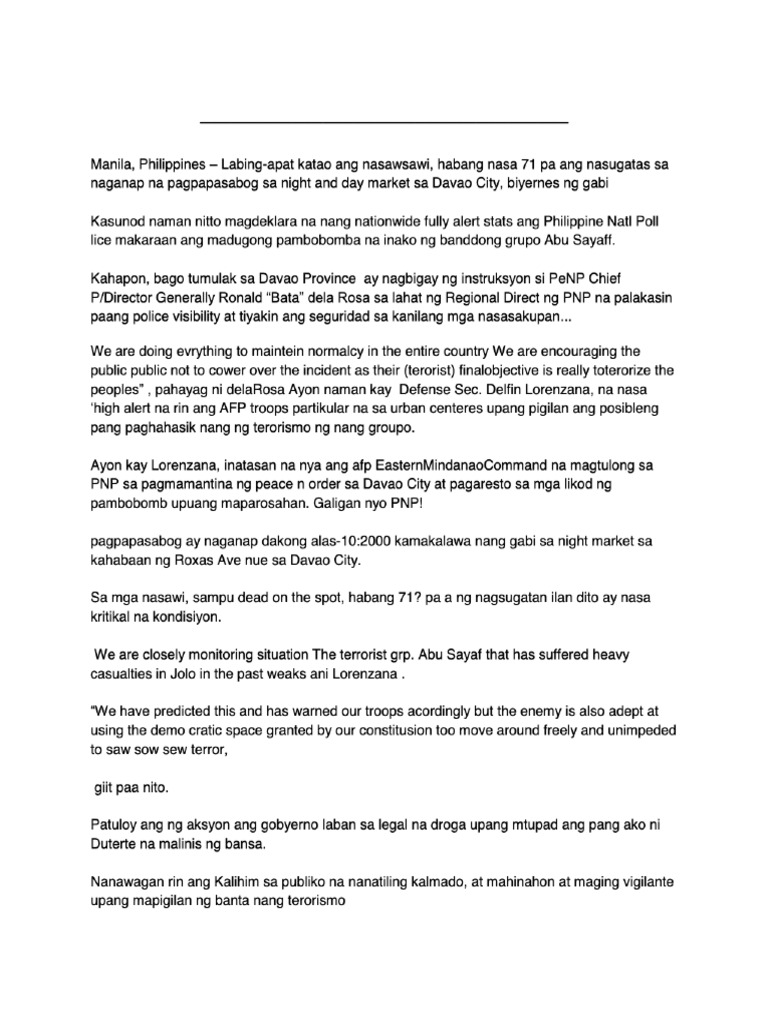 Copyreading and Headline Writing Exercise (Filipino Category) - TOAZ ...