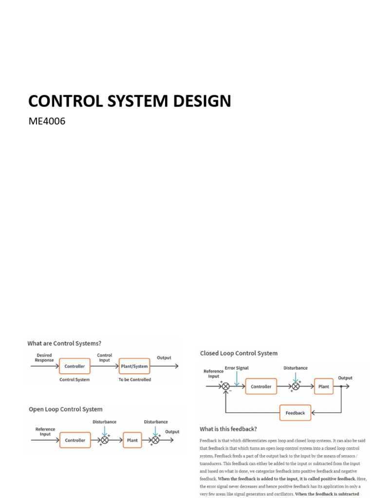 Control System Design - Theory | PDF | System | Mathematical Model