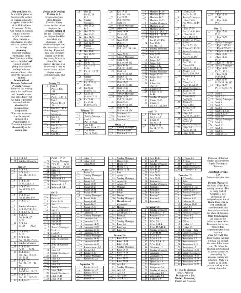 2020 Scripture Storyline Bible Reading Plan | PDF | Bible | Jeremiah