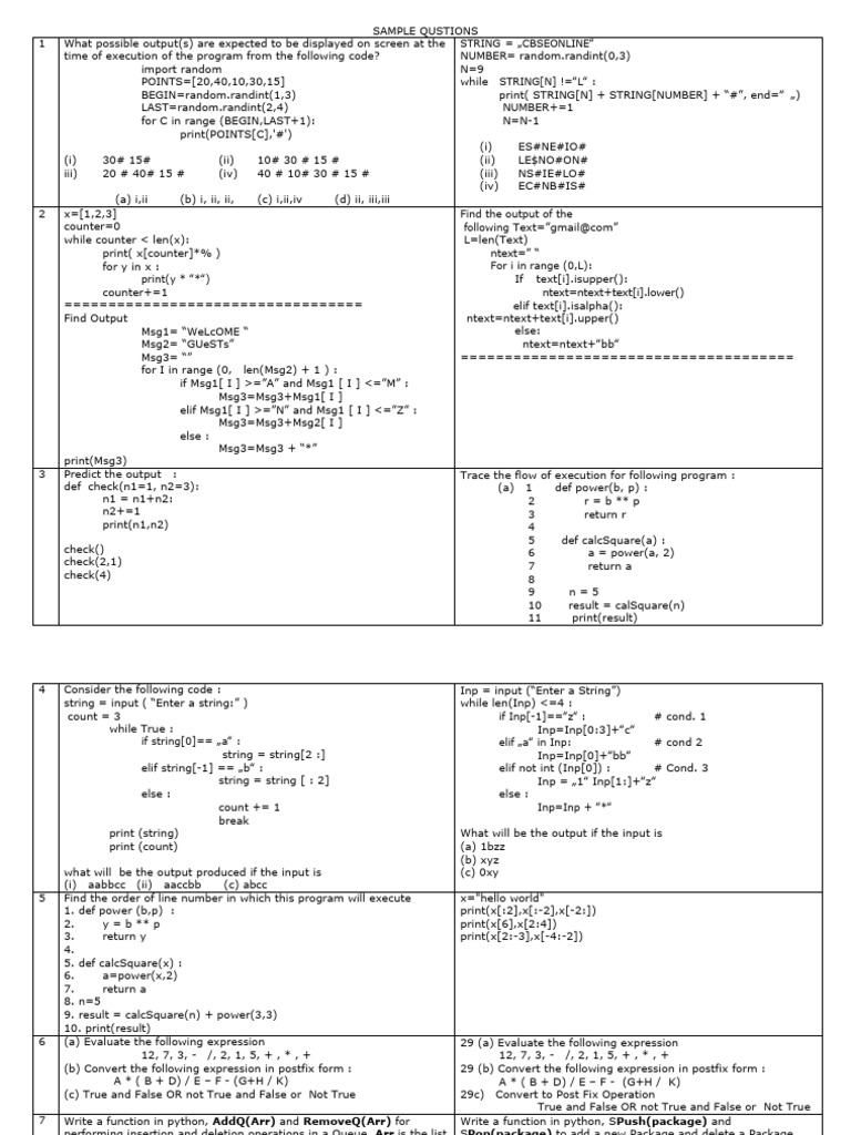 12 CS - SQP | PDF | Computer Programming | Computing