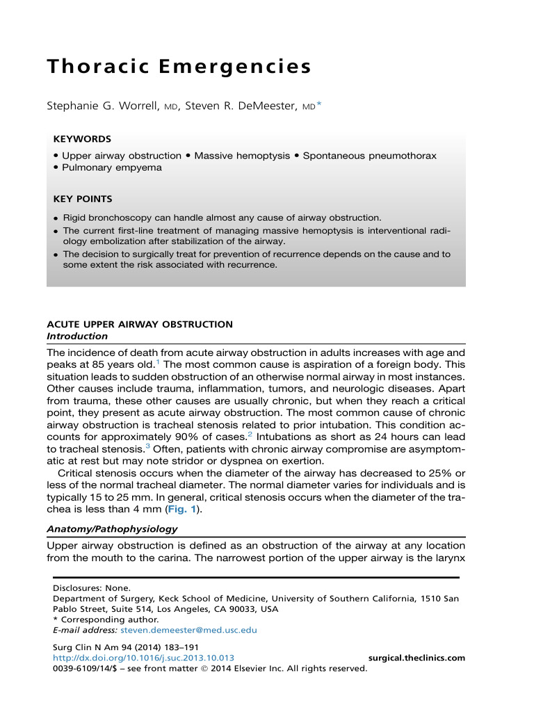 2014 Worrell - Thoracic Emergencies | PDF | Self-Improvement | Wellness