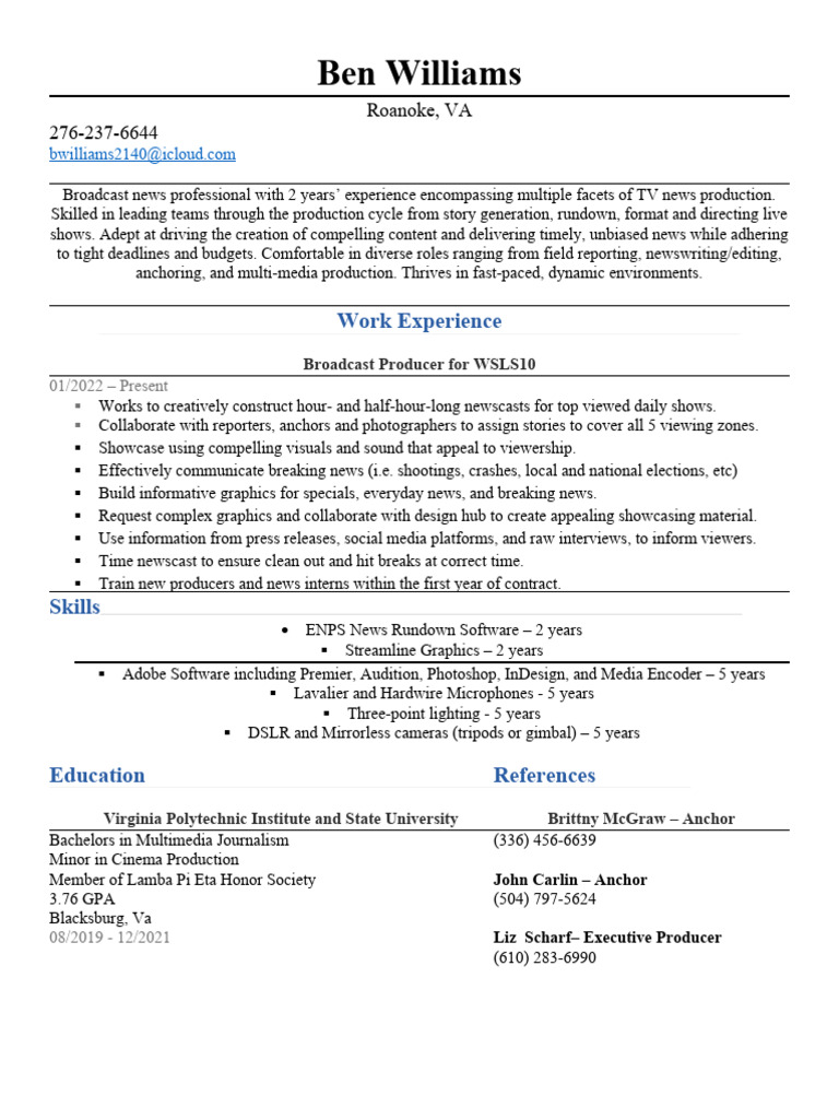 Ben Williams Resume | PDF