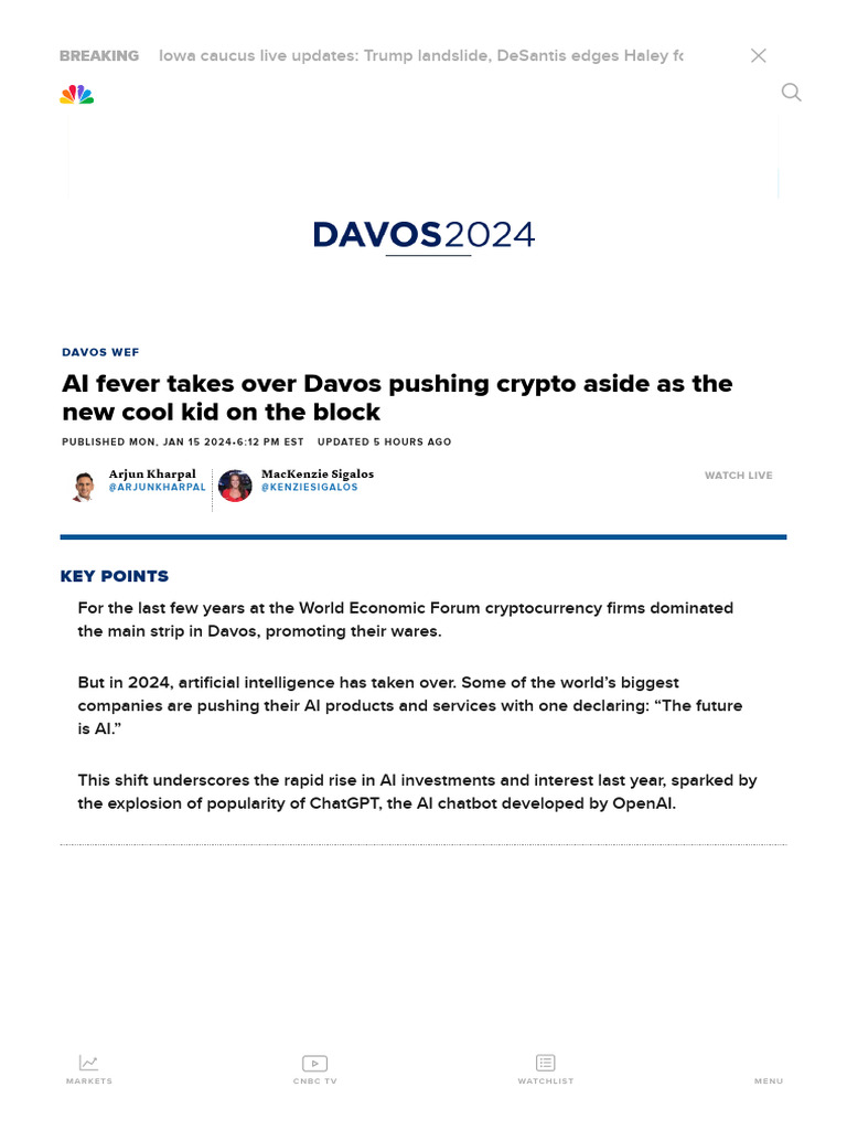 Davos 2024 - AI Takes Over WEF's Main Area Pushing Crypto Aside | PDF | Cryptocurrency | World ...