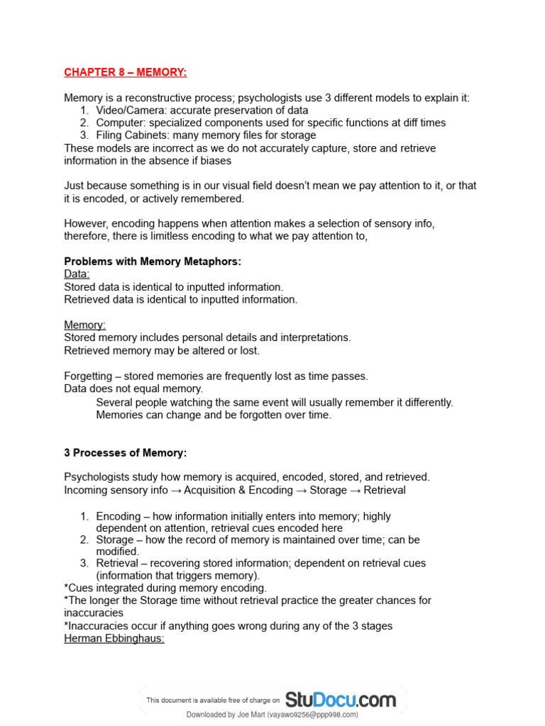 Memory | PDF | Memory | Recall (Memory)