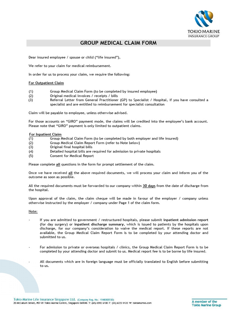 Group Medical Claim Form Guide | PDF | Surgery | Patient