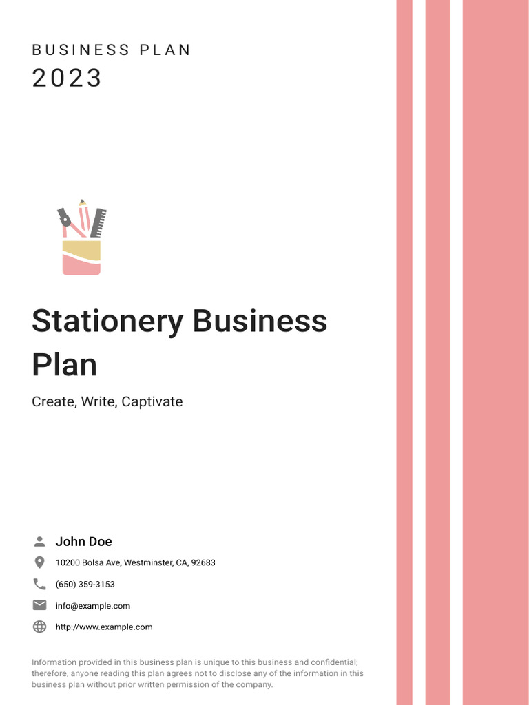 Stationery Business Plan Overview | PDF | Marketing | Product (Business)