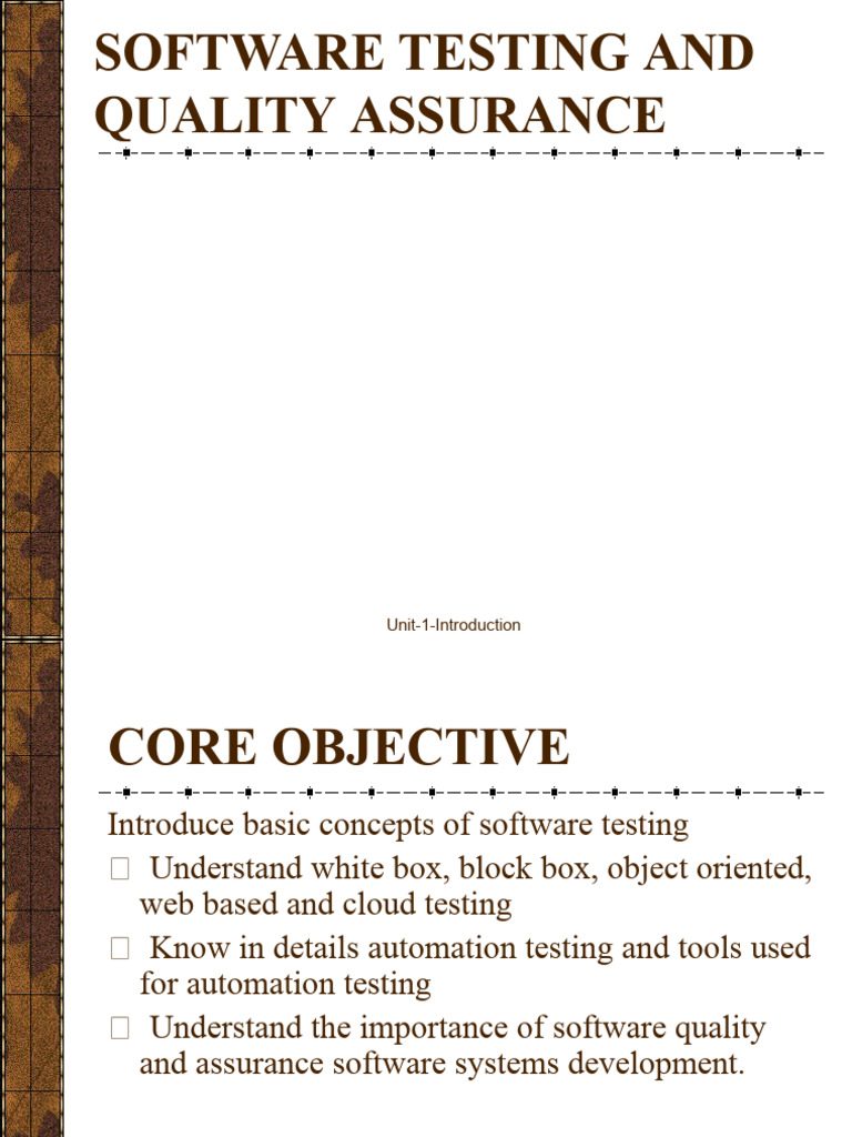 STQA Unit 1 | PDF | Software Testing | Software Quality STQA Unit 1 | PDF | Software Testing | Software Quality