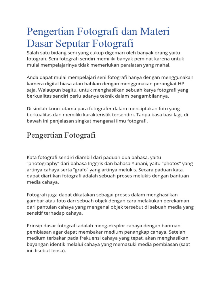 Materi Fotografi | PDF | Komputer