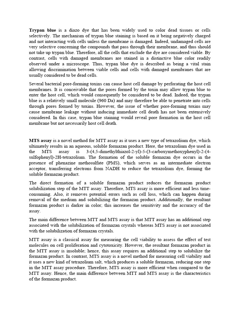 Trypan Blue Is A Diazo Dye That Has Been Widely Used To Color Dead ...