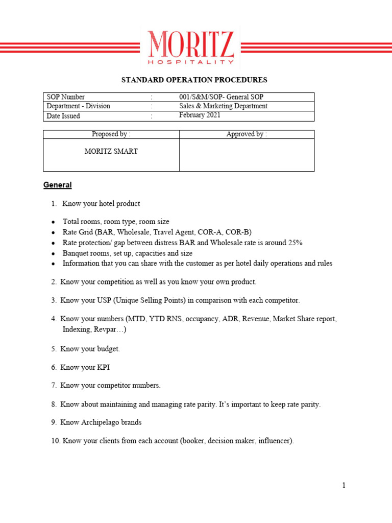 SOP General Sales | PDF | Sales | Economies