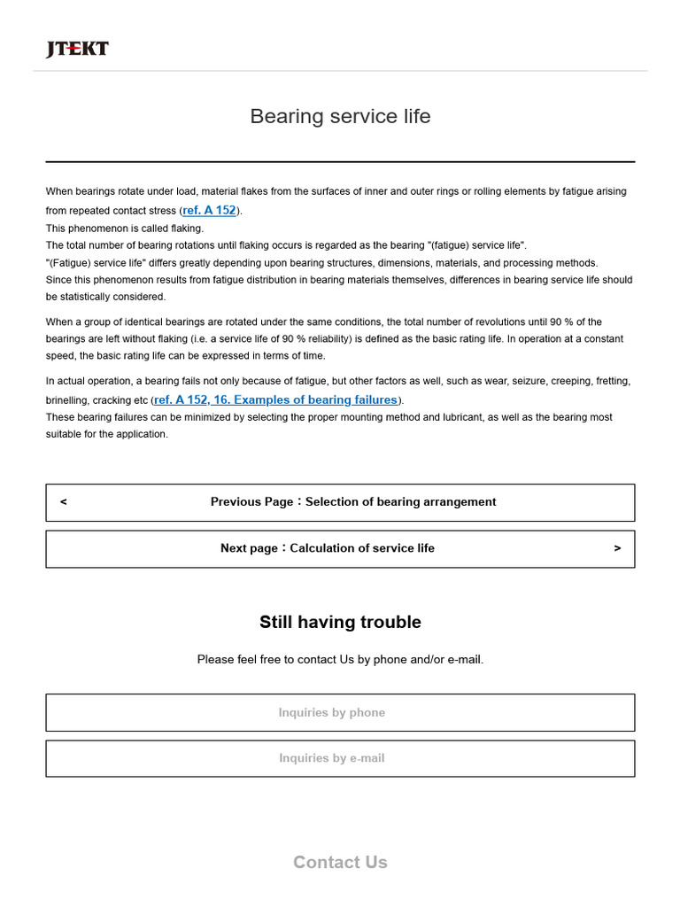 Bearing Service Life - Basic Bearing Knowledge | PDF | Bearing (Mechanical) | Fatigue (Material)