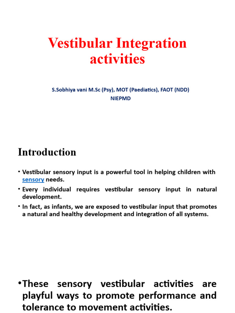 Vestibular Integration Activitis | PDF | Vestibular System | Organ ...