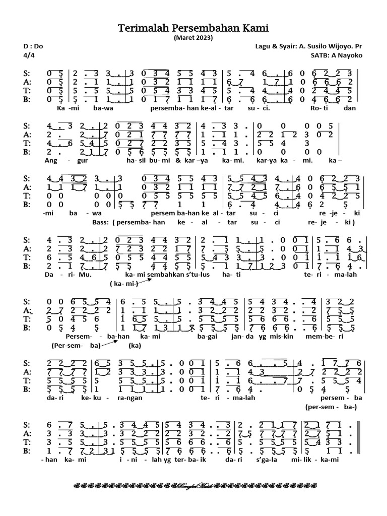 Terimalah Persembahan Kami Not Angka | PDF