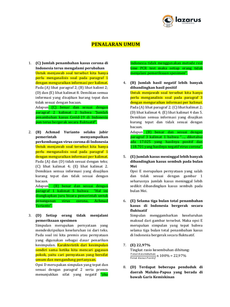 Analisis Soal Penalaran Umum | PDF