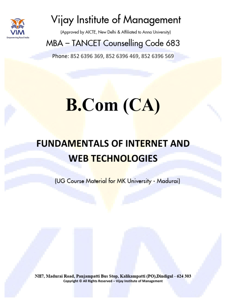 Fundamentals of Internet and Web Technologies Ver1 | PDF | Computer ...