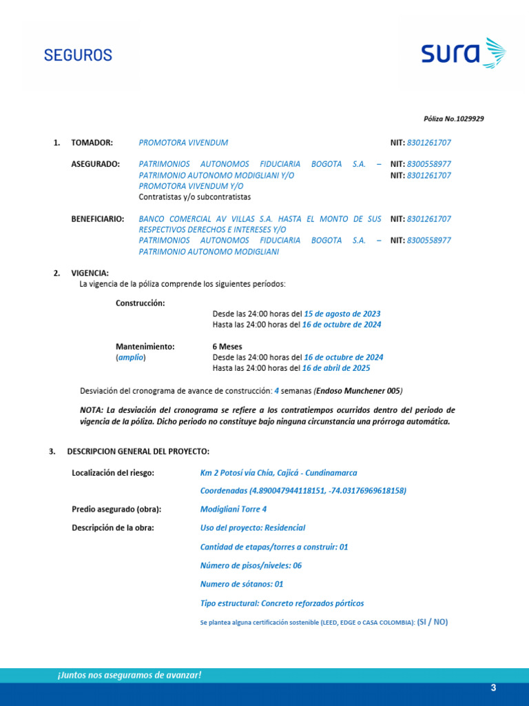 2023-11-24 TRC 1029929 Modigliani T4 | PDF | Póliza de seguros | Seguro