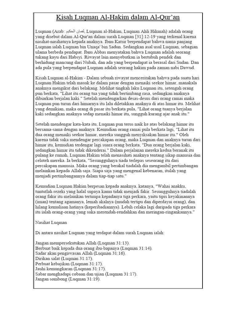 Kisah Luqman Al Hakim-Tolong Diprint | PDF