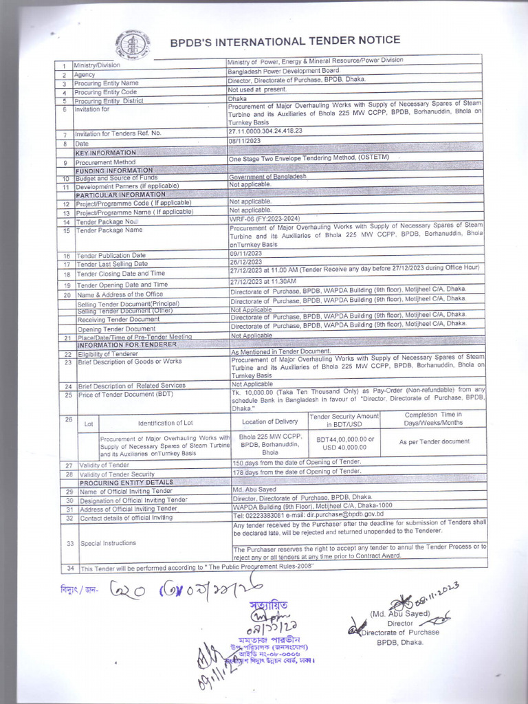 International Tender Notice-418 | PDF