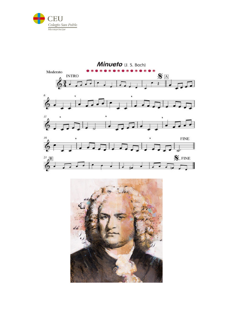 Minuetto Bach 6º Flauta | PDF