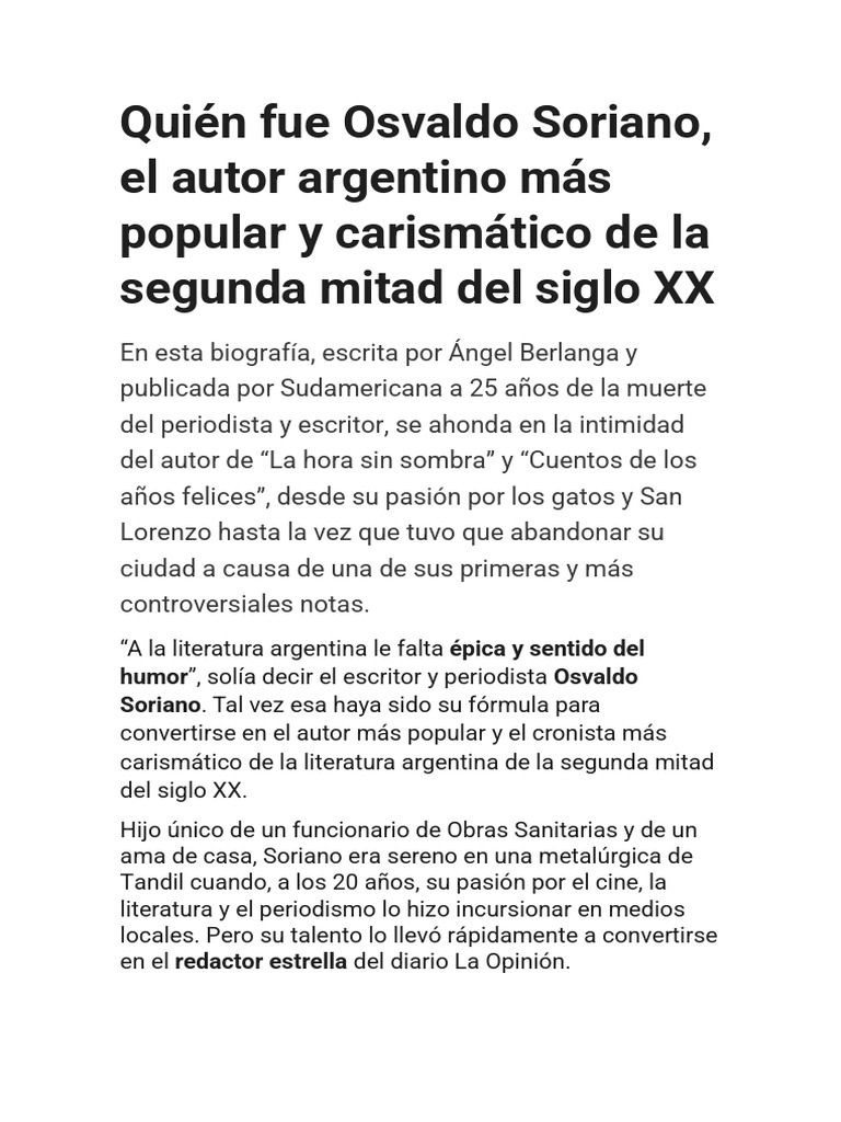 Quién Fue Osvaldo Soriano Pdf