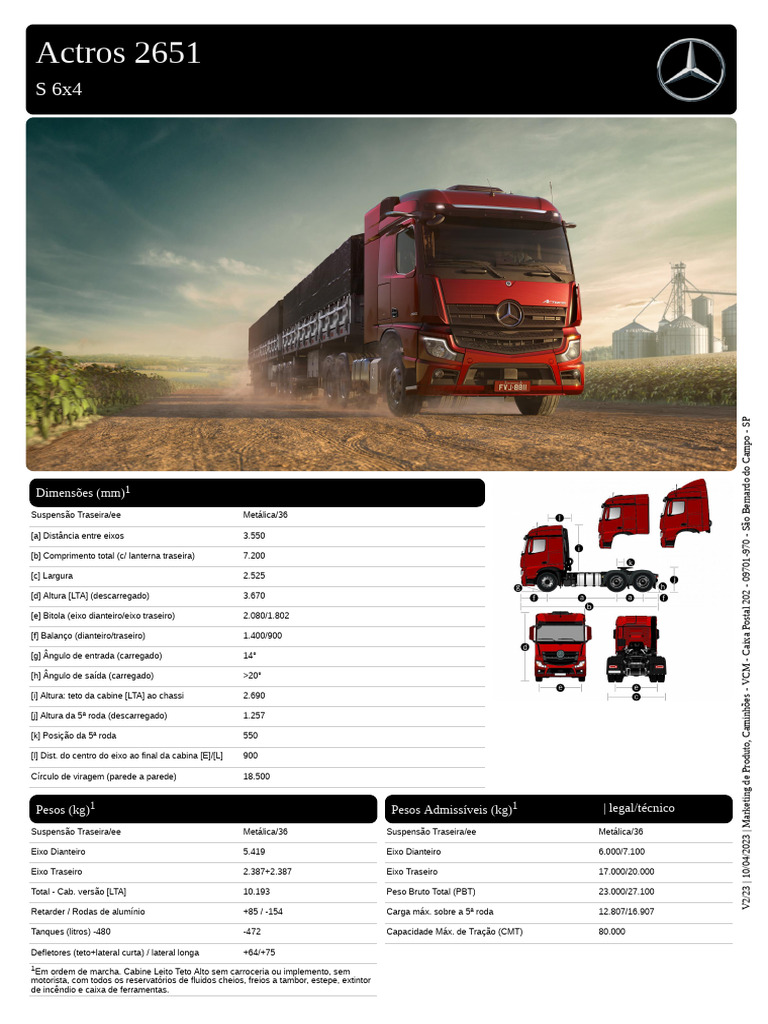 Actros 2651 S 6x4 | PDF | Freio | Eixo