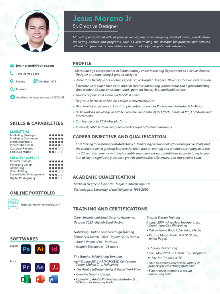 CV Jesus Moreno JR - Senior Graphic Designer 012024 | PDF | Graphic Design | Marketing
