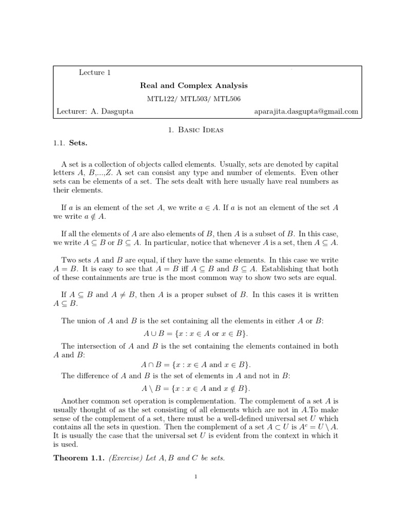 Lecture 1 | PDF | Set (Mathematics) | Rational Number Lecture 1 | PDF | Set (Mathematics) | Rational Number