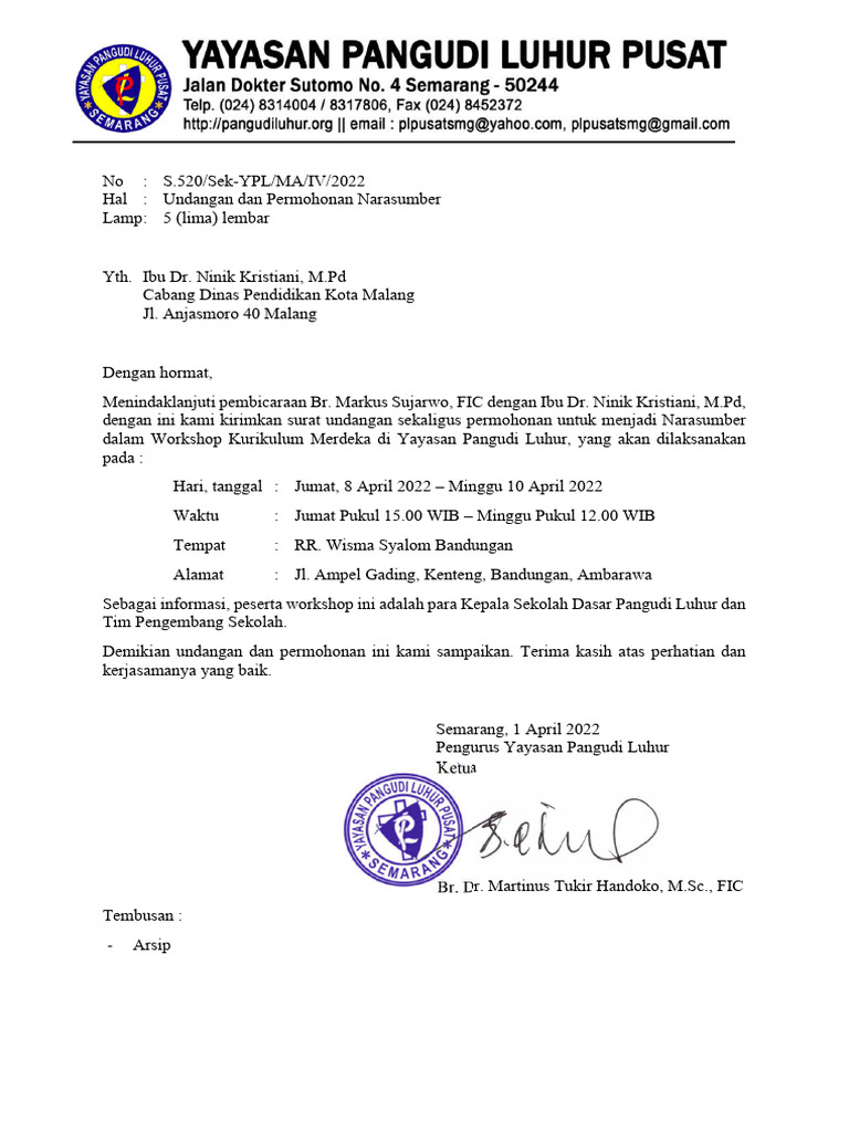 Undangan Pembicara Workshop Kurikulum Merdeka | PDF | Agama & Spiritualitas