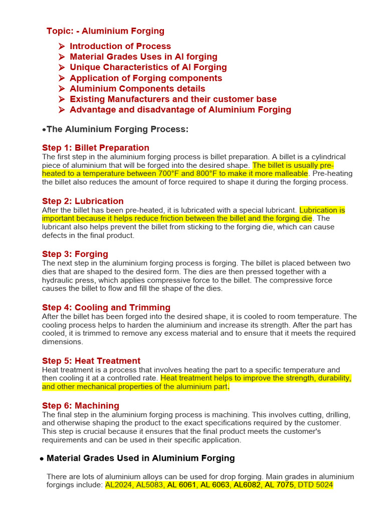 Aluminium Forging | PDF | Forging | Chemistry