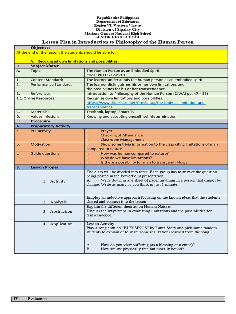 Lesson Plan Intro to Philosophy Final | PDF | Learning | Lesson Plan