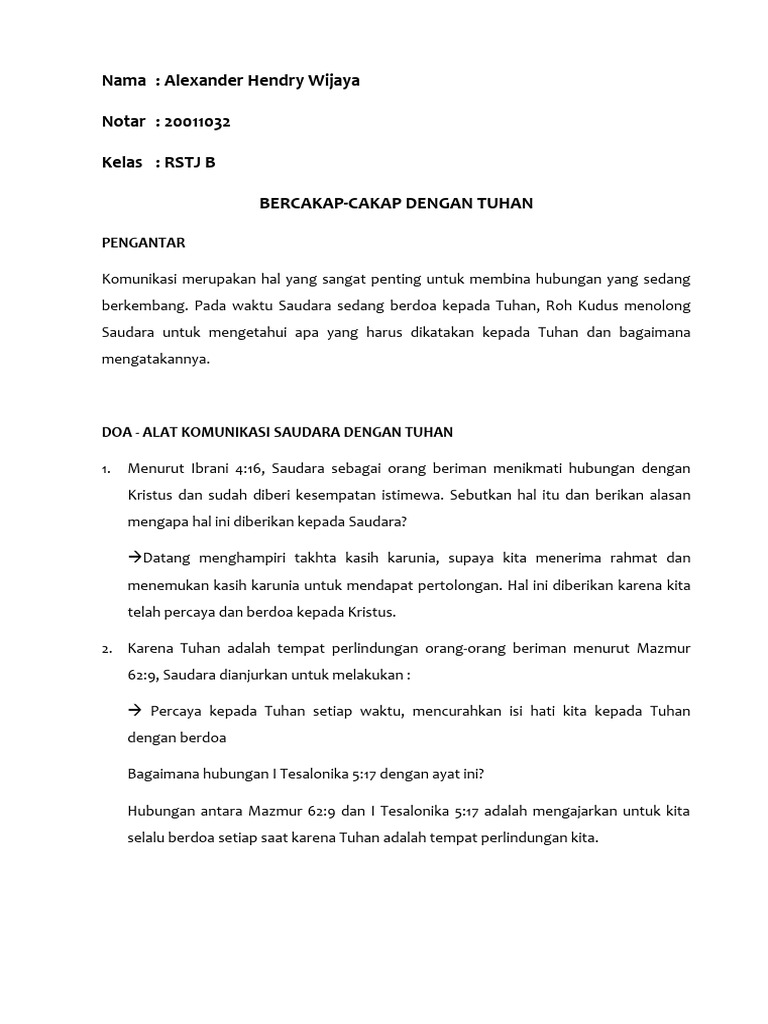 Alexander Hendry Wijaya - 20011032 - Tugas Agama 3 | PDF | Agama ...