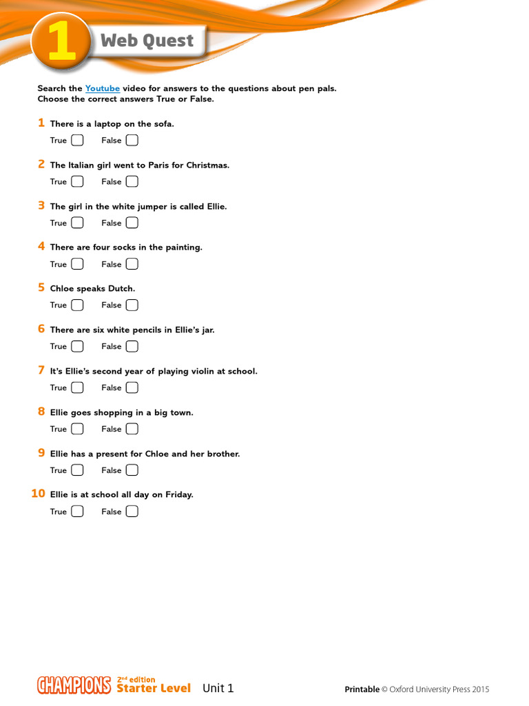 Champions Starter Webquest 1 | PDF