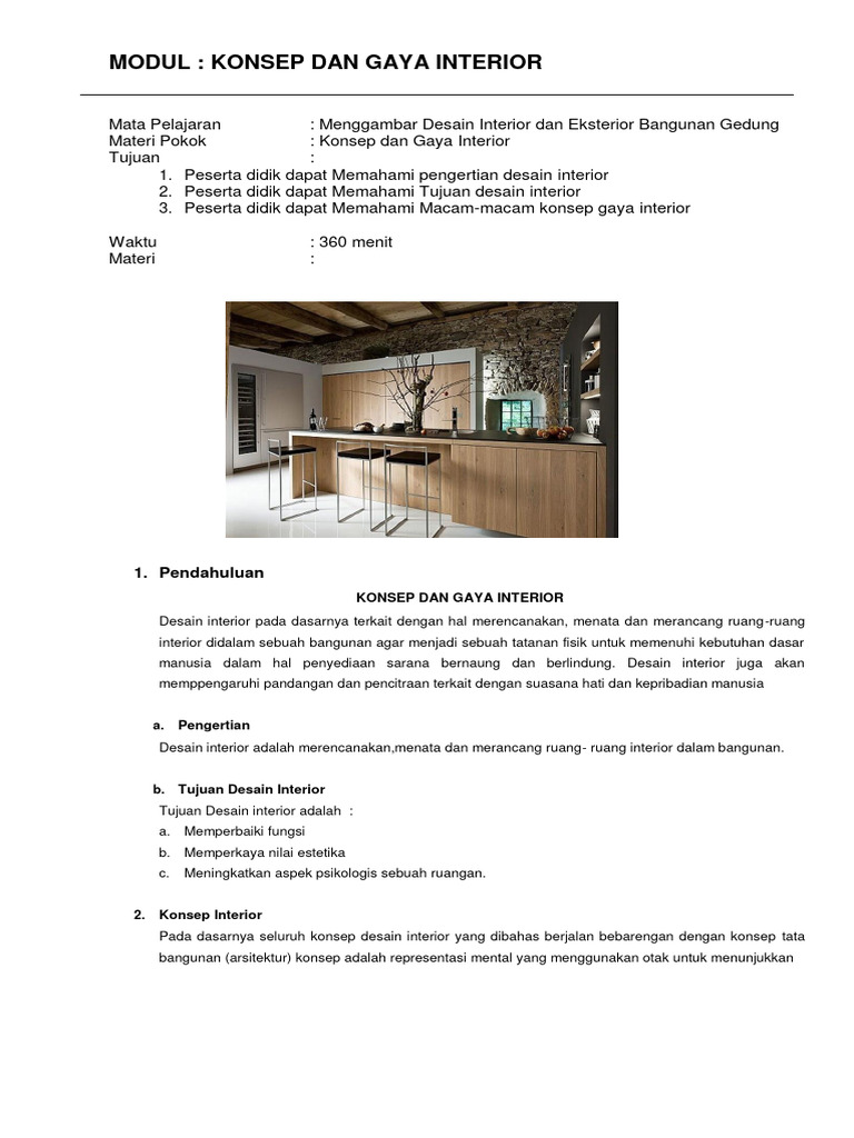 MODUL _ KONSEP DAN GAYA INTERIOR EDIT | PDF