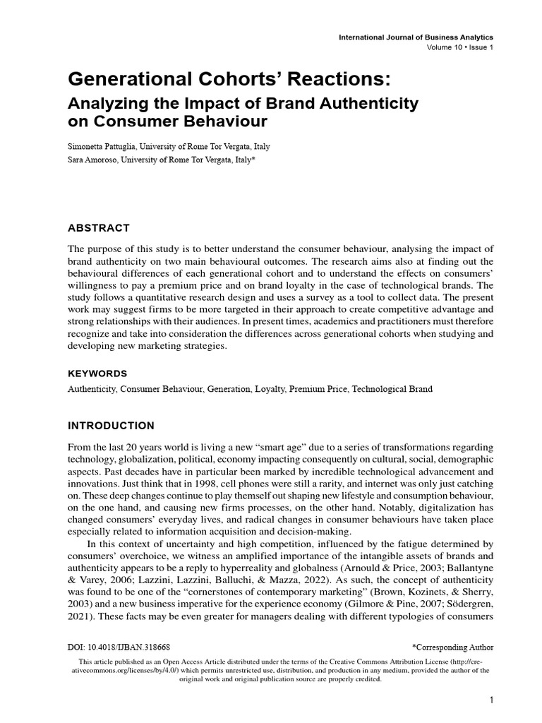 Generational Cohorts' Reactions - Analyzing The Impact of Brand Authenticity On Consumer ...