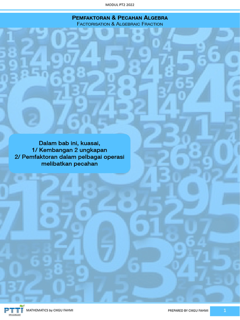 [MODUL] Pemfaktoran & Pecahan Algebra | PDF | Algebra | Science