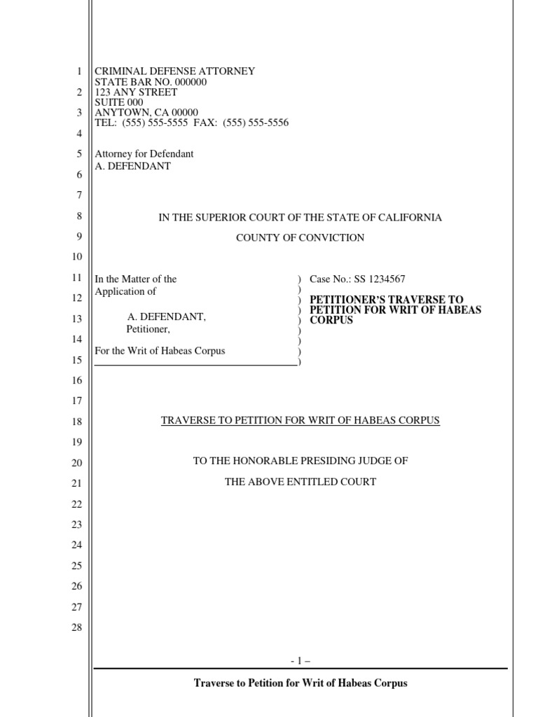 Weldon Sample - Traverse | PDF | Plea | Habeas Corpus