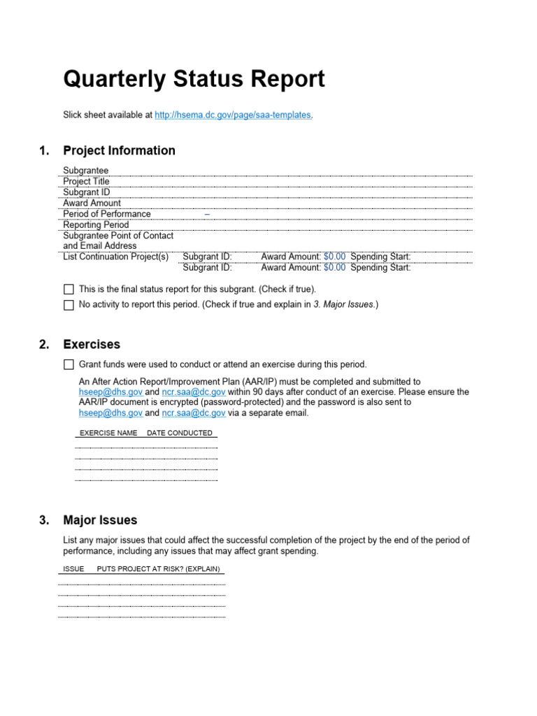 Quarterly Status Report: 1. Project Information | PDF | Finance & Money ...