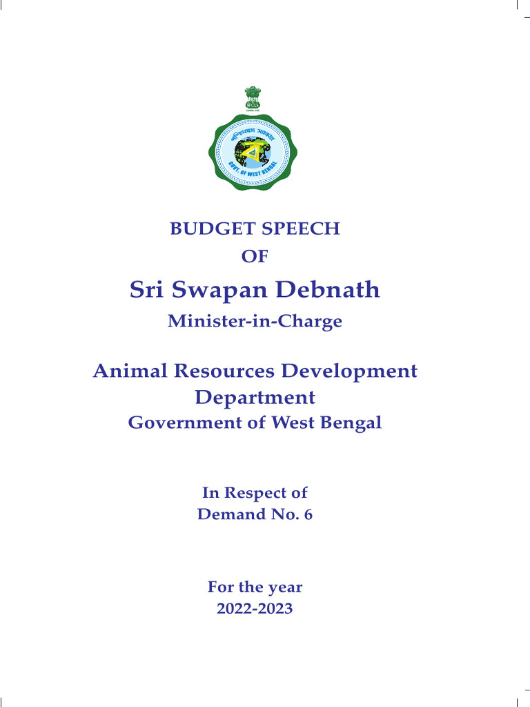 Budget Speech 2022 23 Eng | PDF | Animals And Humans